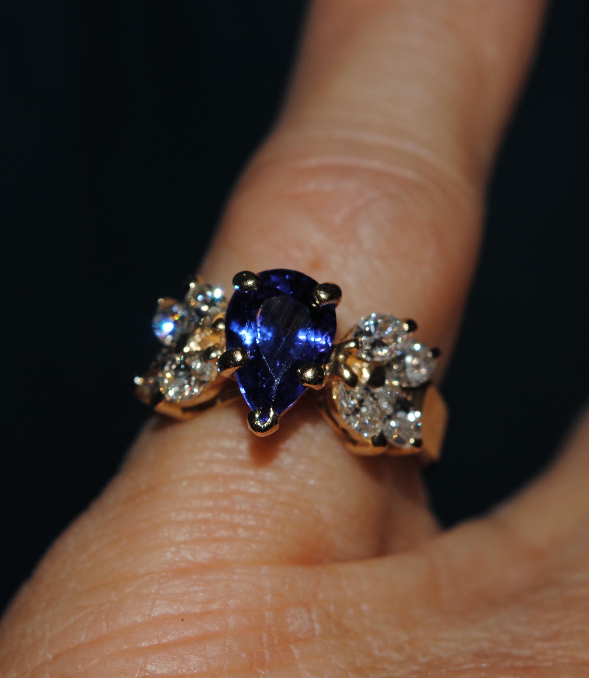 Beautiful Pear Shaped Tanzanite Gemstone Multiple Marquis Diamond ...