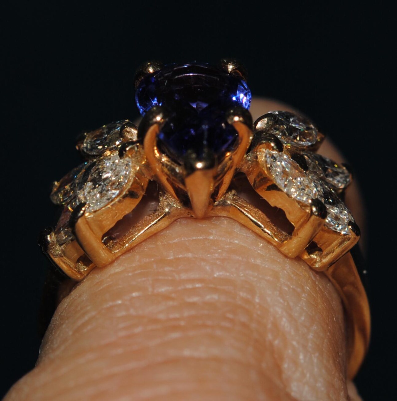 Beautiful Pear Shaped Tanzanite Gemstone Multiple Marquis Diamond ...