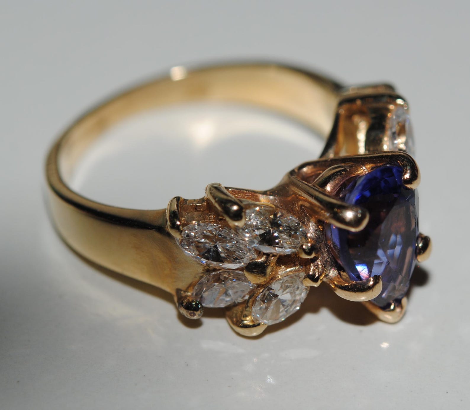Beautiful Pear Shaped Tanzanite Gemstone Multiple Marquis Diamond ...