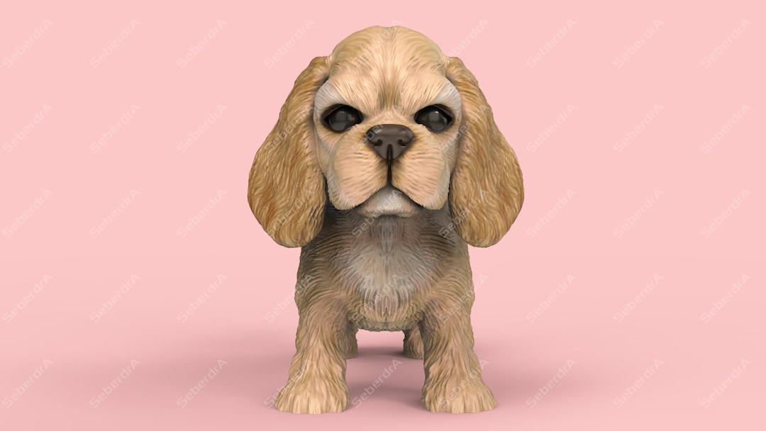 3D Model of Cute Puppy American Cocker Spaniel STL for 3D Print Model ...