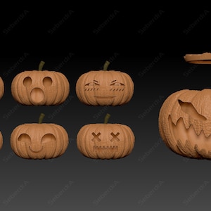 3D Model of Halloween-pumpkin-set STL for 3D Print - Etsy