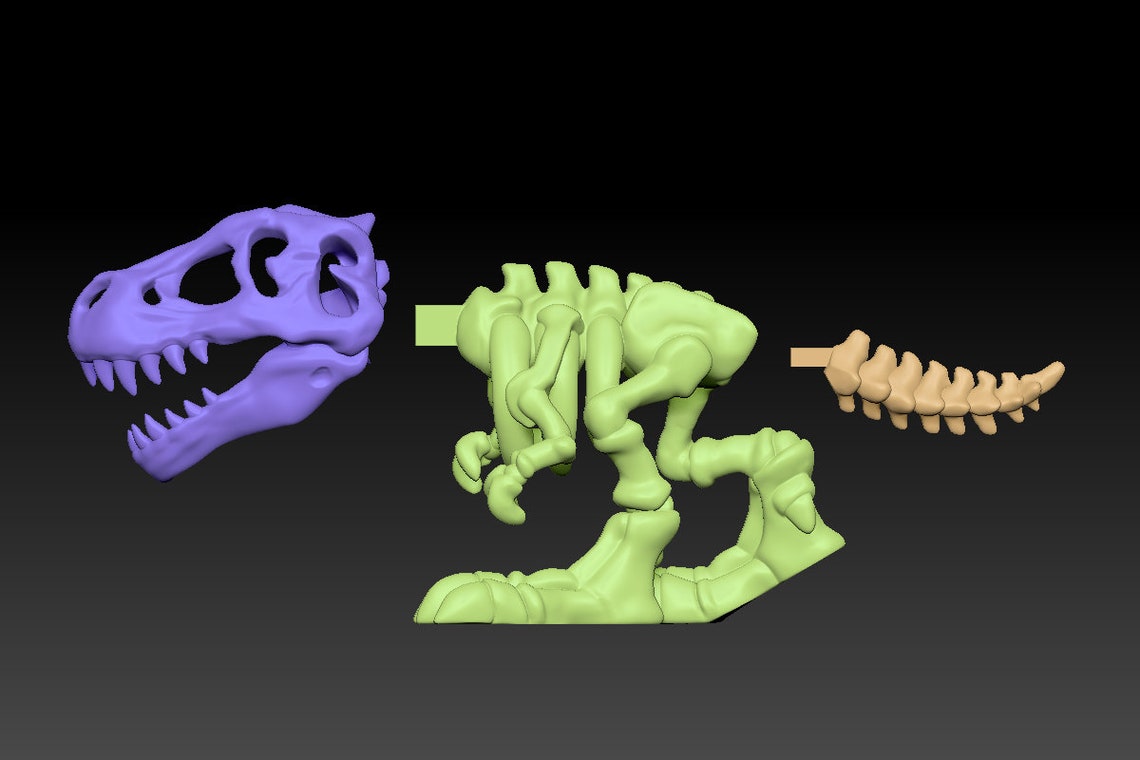 3D Model of T-REX Skeleton STL for 3D Print - Etsy