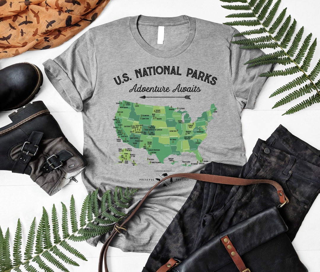 National Park Map Shirt / US National Park Gifts / All 63 National ...