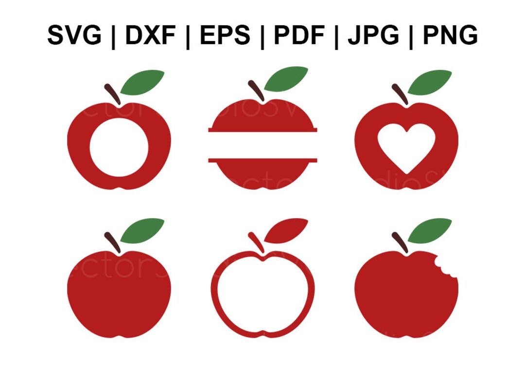 Red Apple Monogram Svg Bundle, Apple Name Frame Svg, Back to School Svg ...
