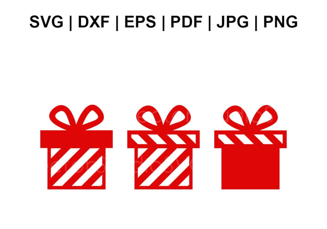 Christmas Presents Svg, Striped Gift Box Svg 1 One Layer, Cut Files ...