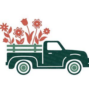 Spring Truck SVG, Country Pickup Truck With Flowers, Cut Files for ...