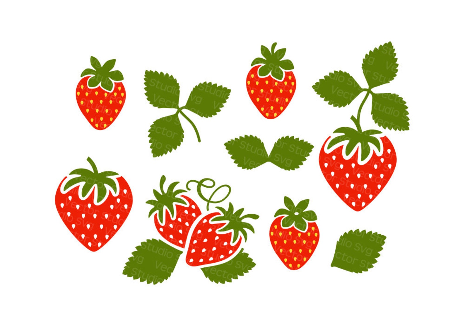 Strawberry Svg Bundle, Cut Files - Svg Dxf Eps Pdf Jpg Png - Commercial ...