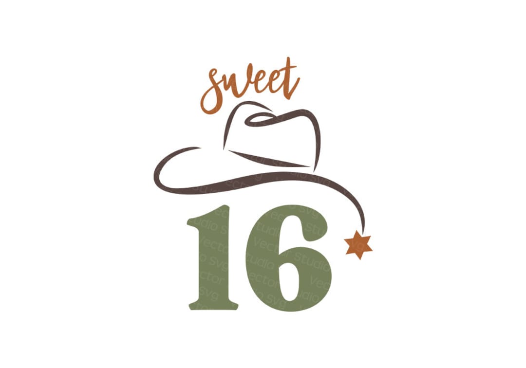 Sweet 16 Svg, Sixteen Birthday Boys Svg, Cowboy Birthday Svg, 16th ...