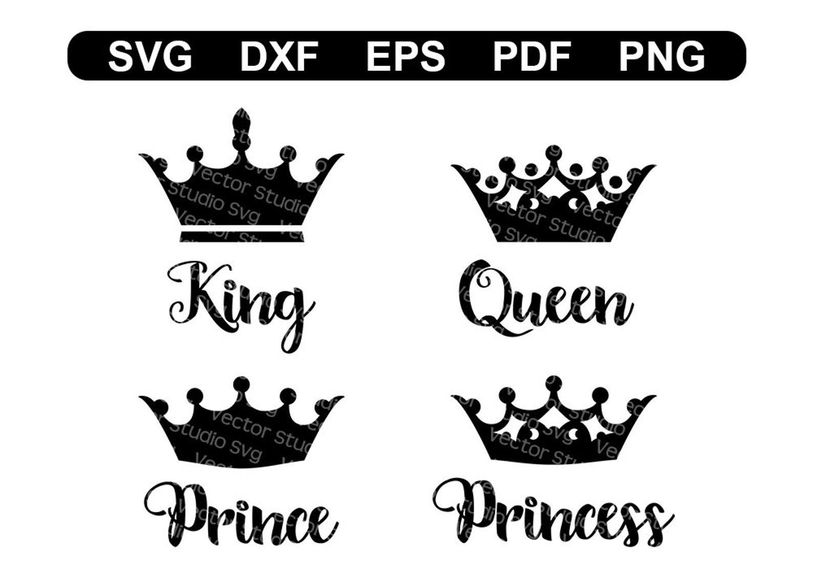 Coronas SVG Rey Reina Príncipe y Princesa Silhouette Cut | Etsy