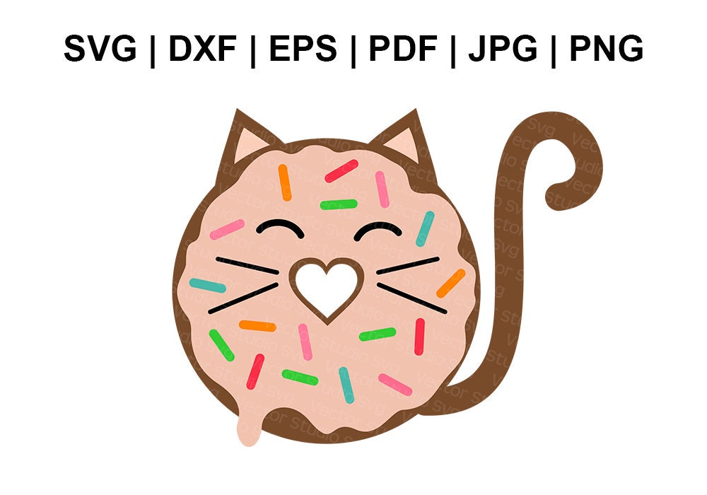Cat Donut Svg Kawaii Cat Svg Cut File Commercial Use Etsy