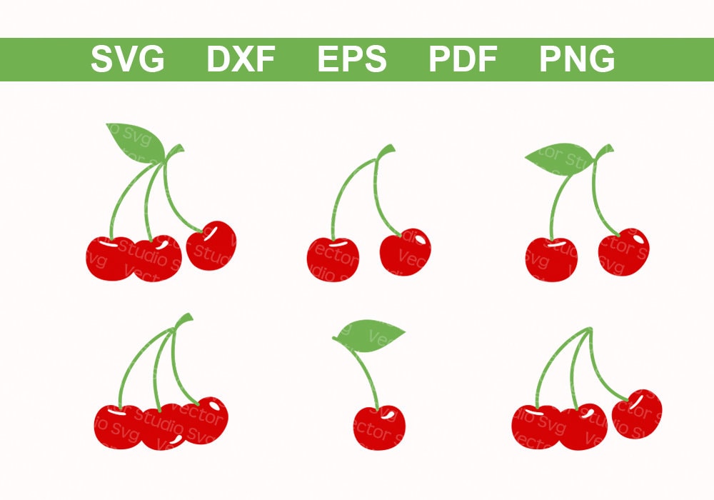 Cherry SVG Bundle, Cherry Clipart, Cherries Cut Files Cuttable Cherry ...