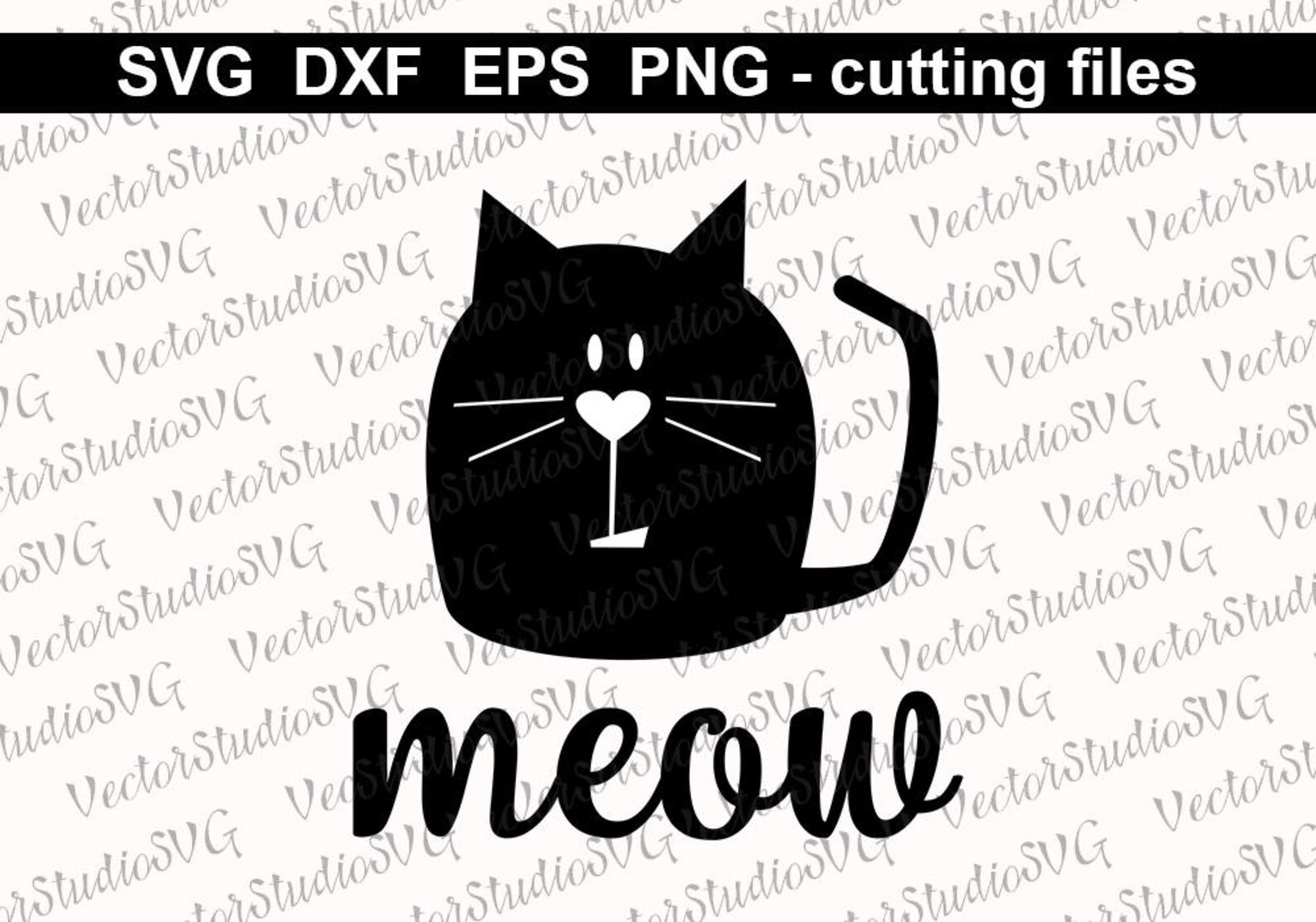 Cat Svg Cut Files Cat Vector Clip Art Instant Download Png DXF | Etsy
