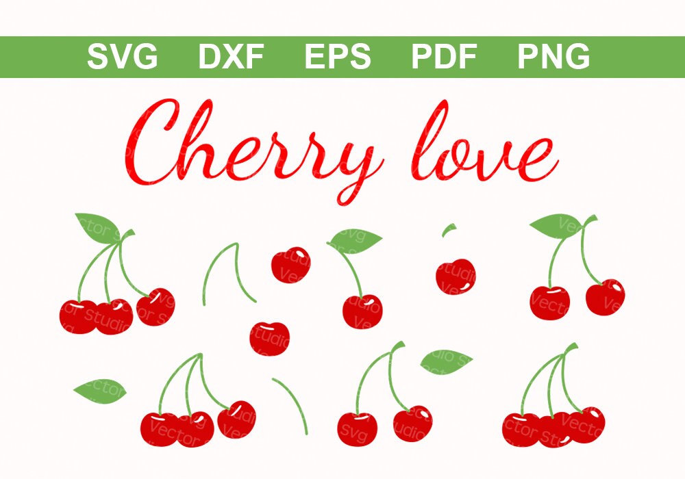 Cherry SVG Bundle, Cherry Clipart, Cherries Cut Files Cuttable Cherry ...
