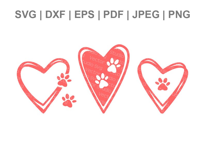 Heart Paw Print Svg Bundle, Dog Paw Svg, Cat Paw Print Svg, Cat Lover ...