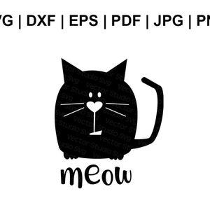 Cat Svg Cut Files Cat Vector Clip Art Instant Download Png Jpg Pdf DXF ...