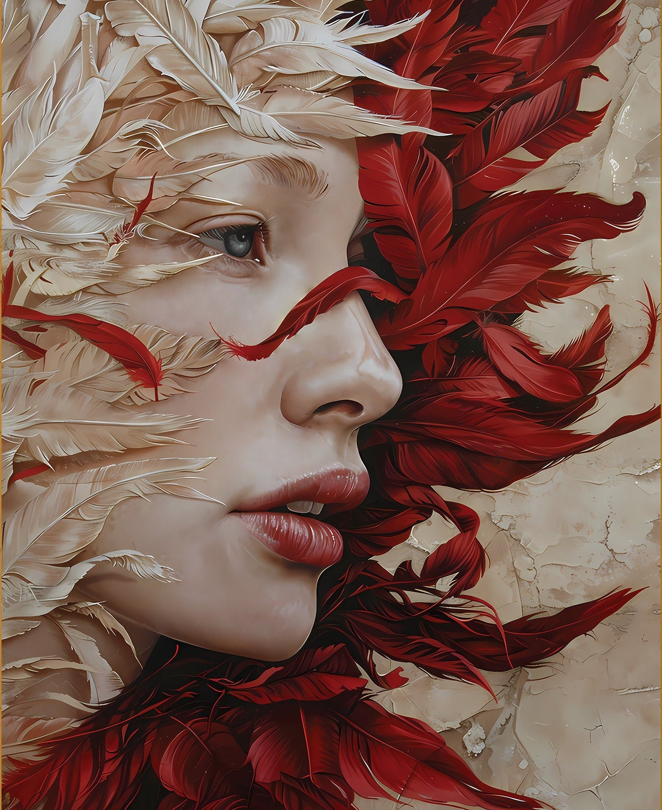 Maximalist Wall Art Portrait Oil Painting Housewarming Gift Colorful ...