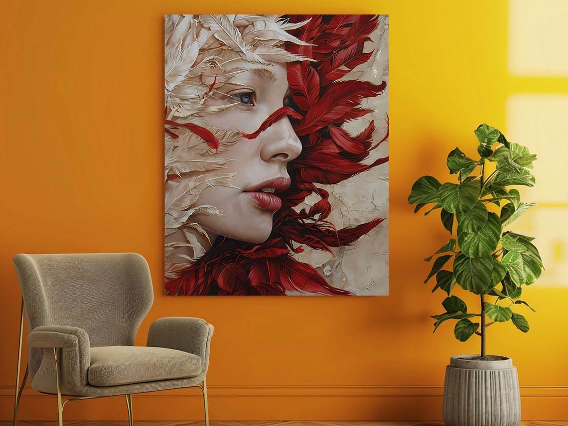Maximalist Wall Art Portrait Oil Painting Housewarming Gift Colorful ...