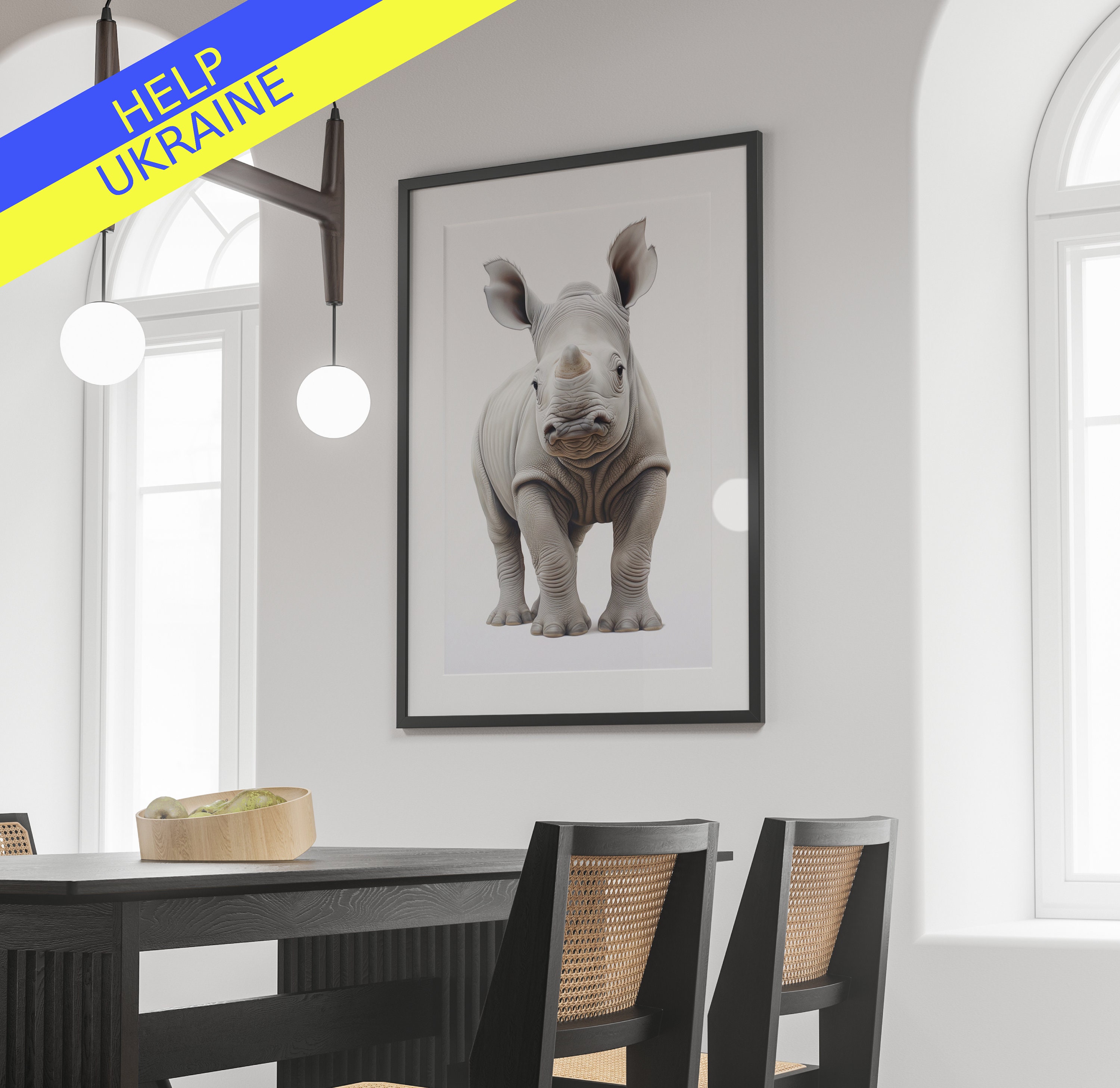 Rhino Wall Art Nursery Safari Painting Animal Wall Art Baby - Etsy