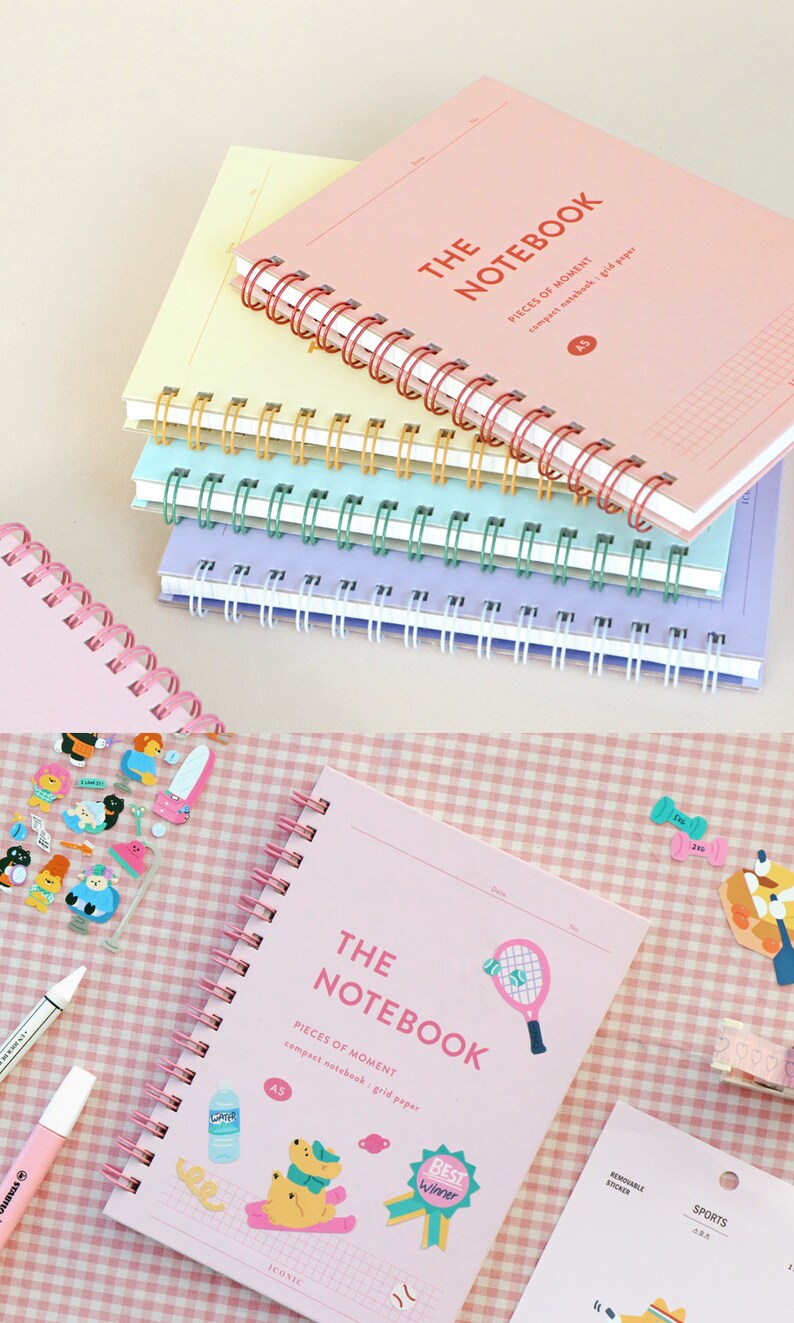 SPRING GRID NOTEBOOK 8 colors Compact Notebook Writing | Etsy