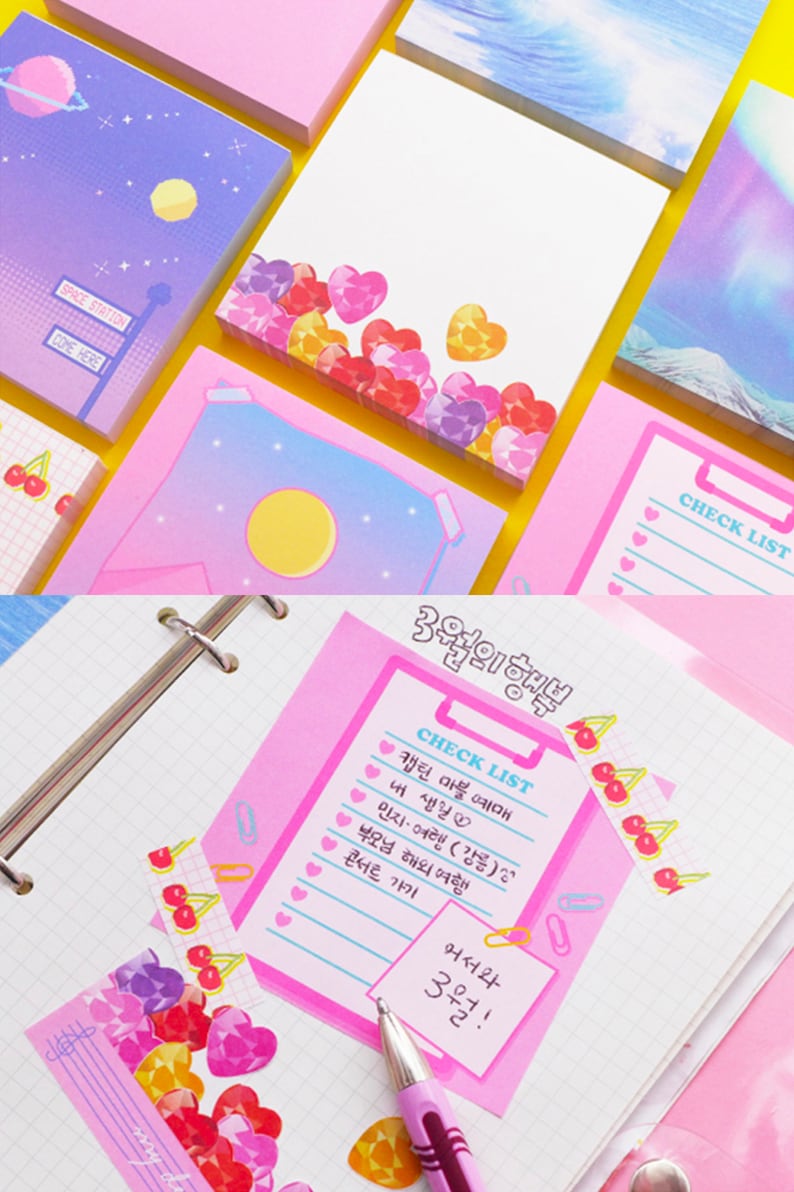 MEMO PAD 8 Designs Colorful Memo Memopad Notepad | Etsy