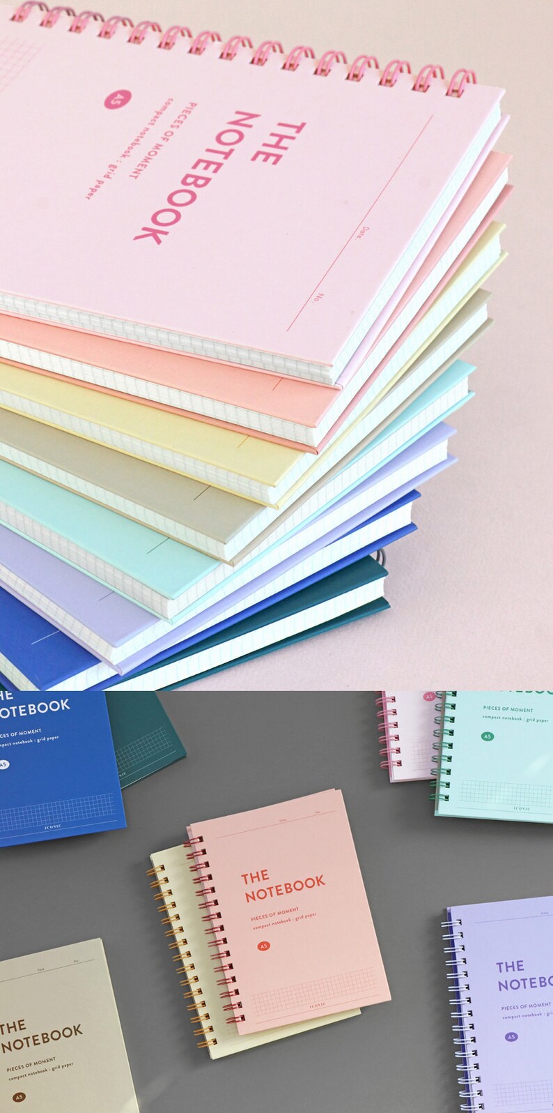 SPRING GRID NOTEBOOK 8 colors Compact Notebook Writing | Etsy