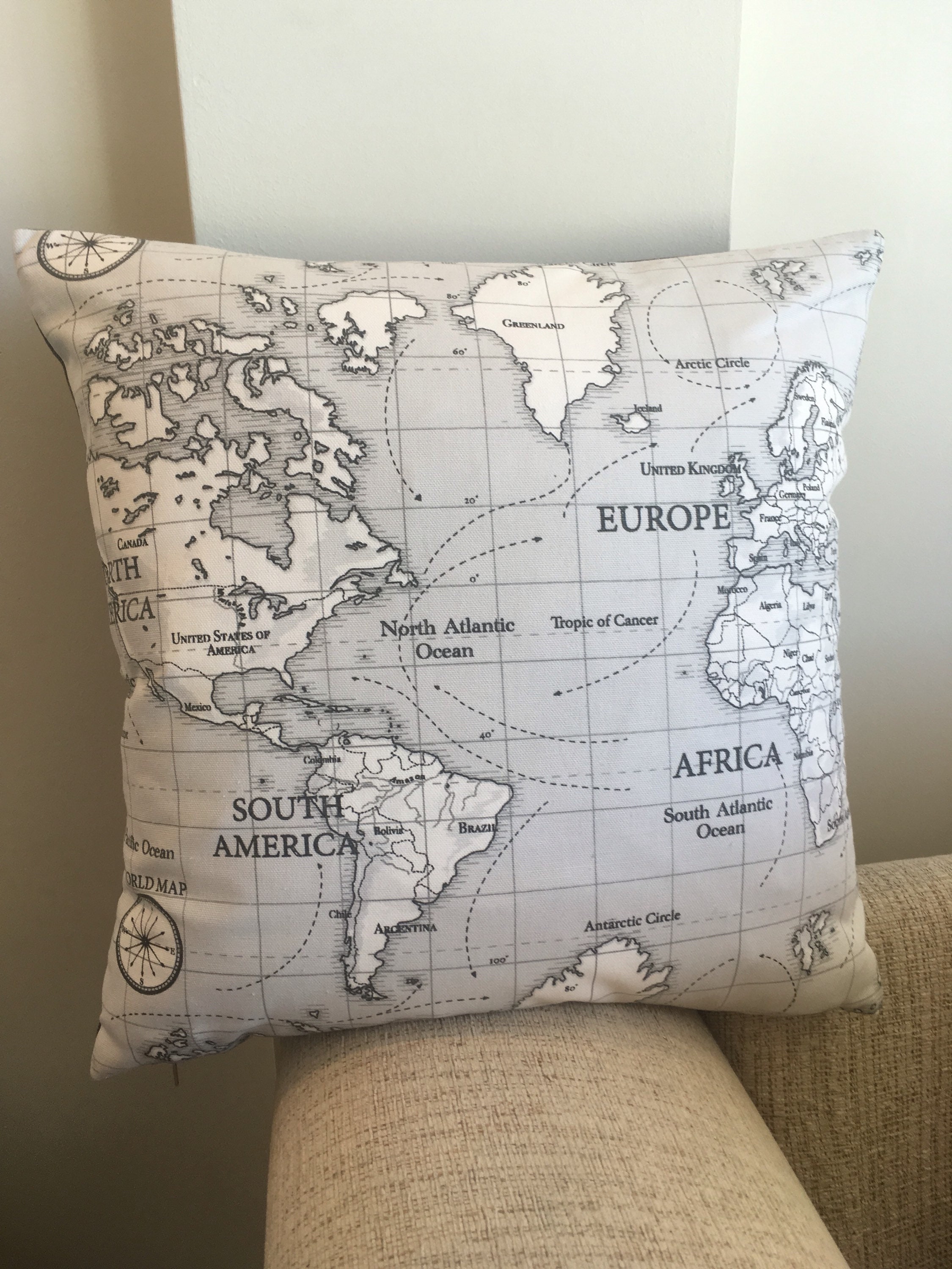 Maps Cushion, Grey Cushion, Maps Pillow, Atlas Pillow, Scatter Cushion ...