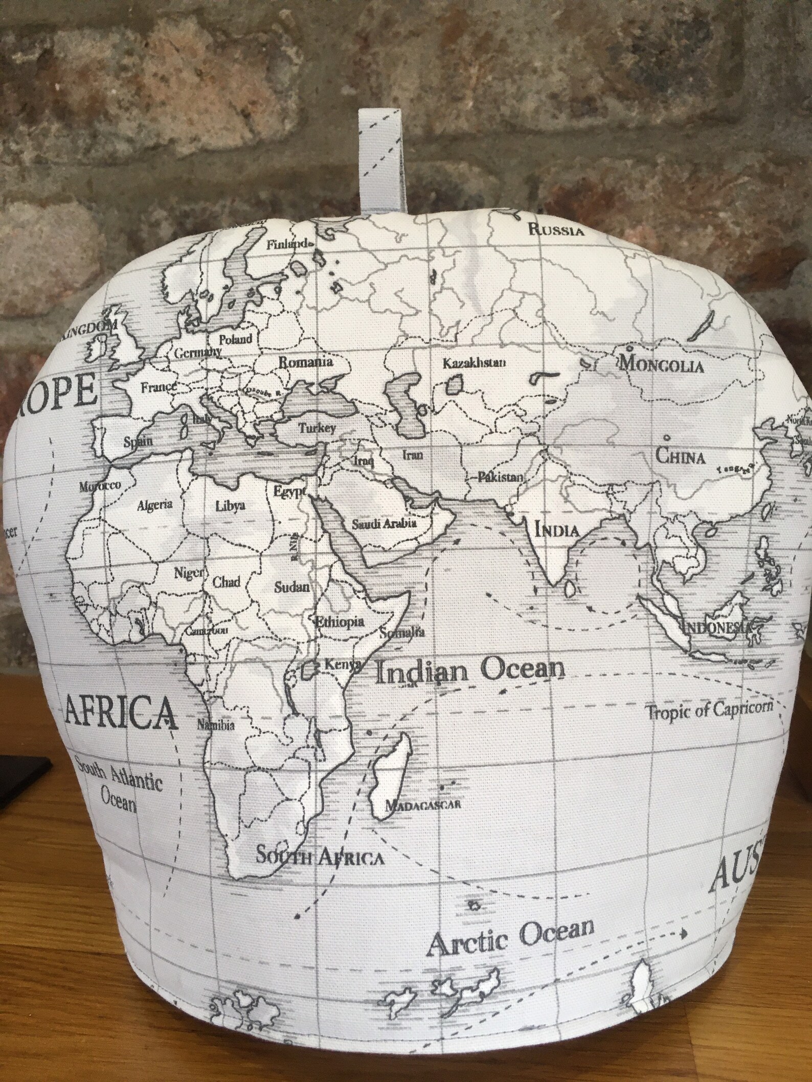 Tea Cosy, Maps Tea Cosy, Map of the World Tea Cosy, Handmade Tea Cosy ...