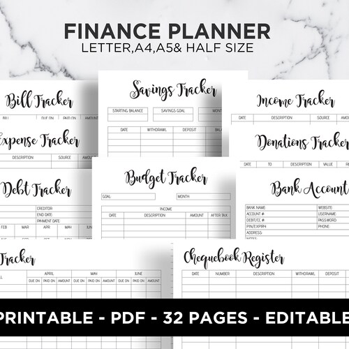 Financial Planner Printable A5 Planner Inserts Budget | Etsy