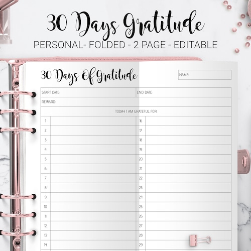 30 Day Gratitude Challenge Gratitude Journal Gratitude Tracker | Etsy