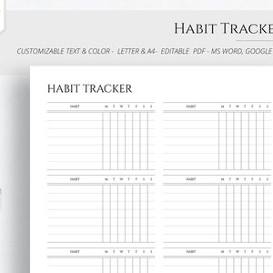 EDITABLE Weekly Habit Tracker Habit Tracker Template Routine Tracker 7 ...