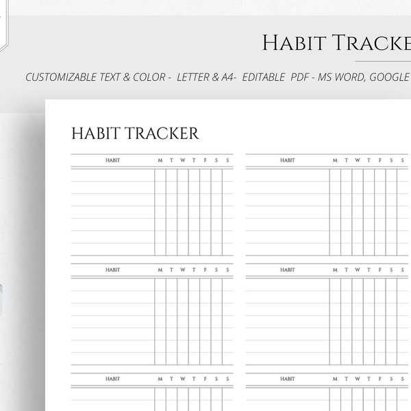 Printable Weekly Habit Tracker - Etsy
