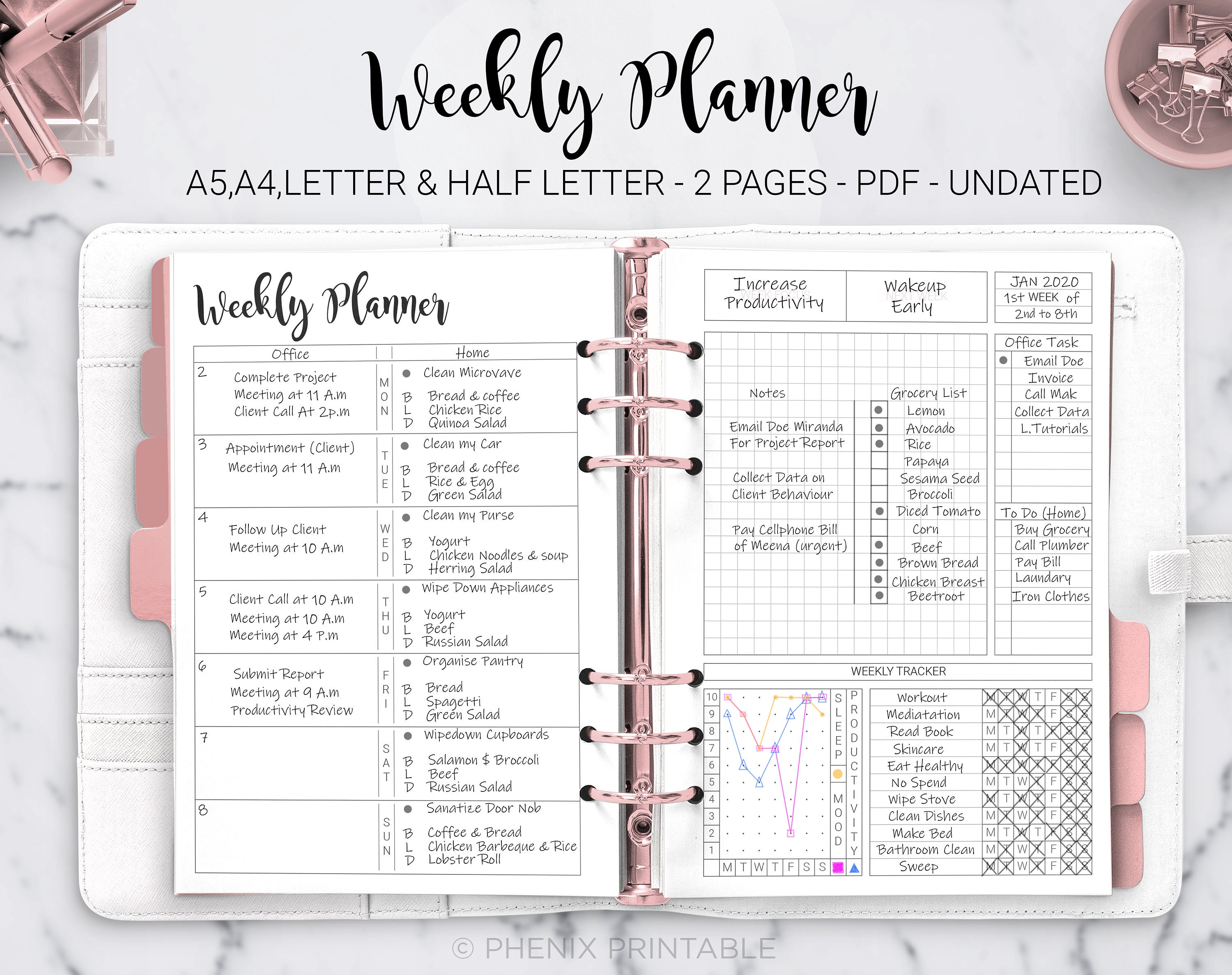 Paper & Party Supplies Editable Weekly Planner Weekly Checklist Habit ...