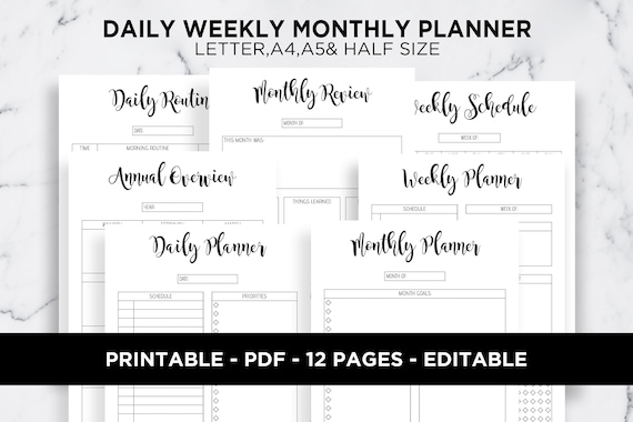 Tägliche wöchentliche monatliche Planer tägliche Routine | Etsy