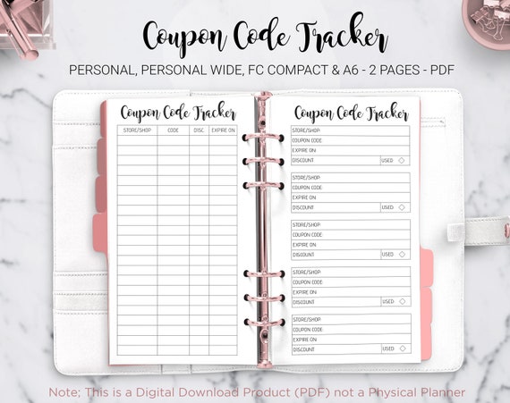 Coupon Code Tracker Organizer Discount Tracker Shop Shopping | Etsy