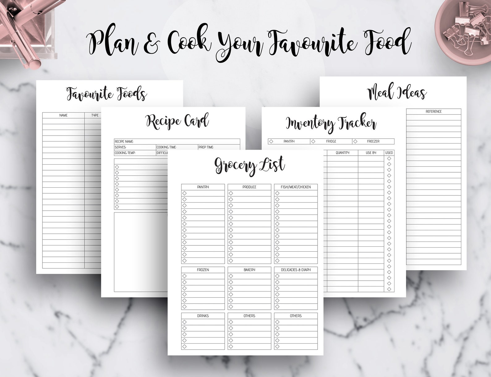 Meal Planner Weekly Meal Menu Planner DIY Recipe Planner Book - Etsy
