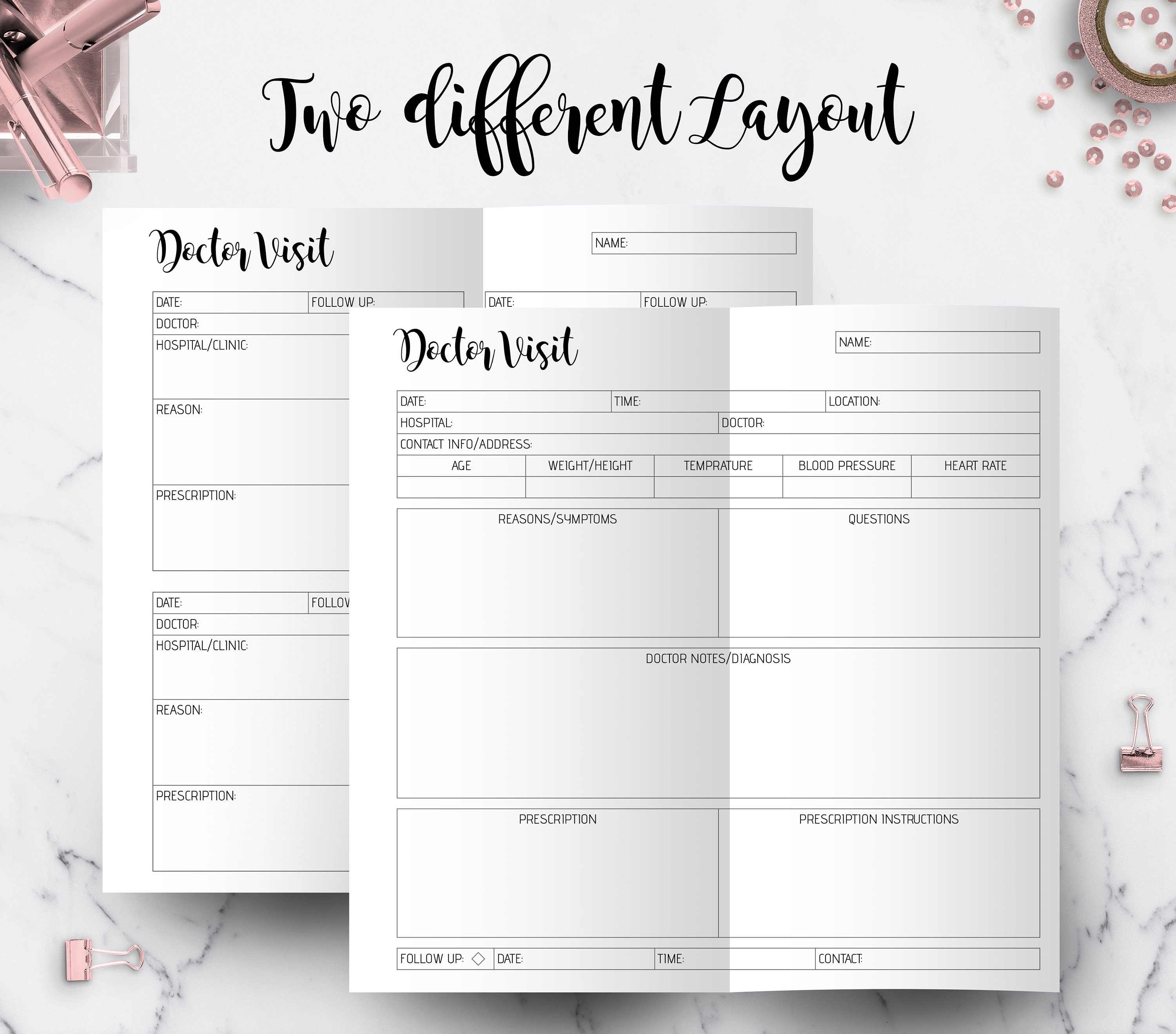 Doctor Visit Tracker Medical Appointment Medical Planner | Etsy