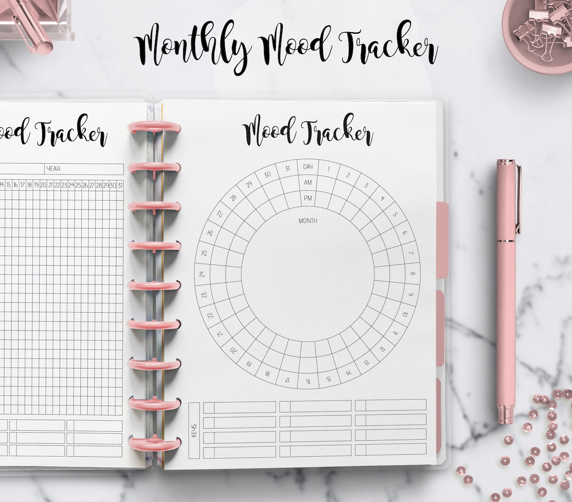 Mood Tracker Monthly Yearly Mood Chart Bullet Journal Mood - Etsy