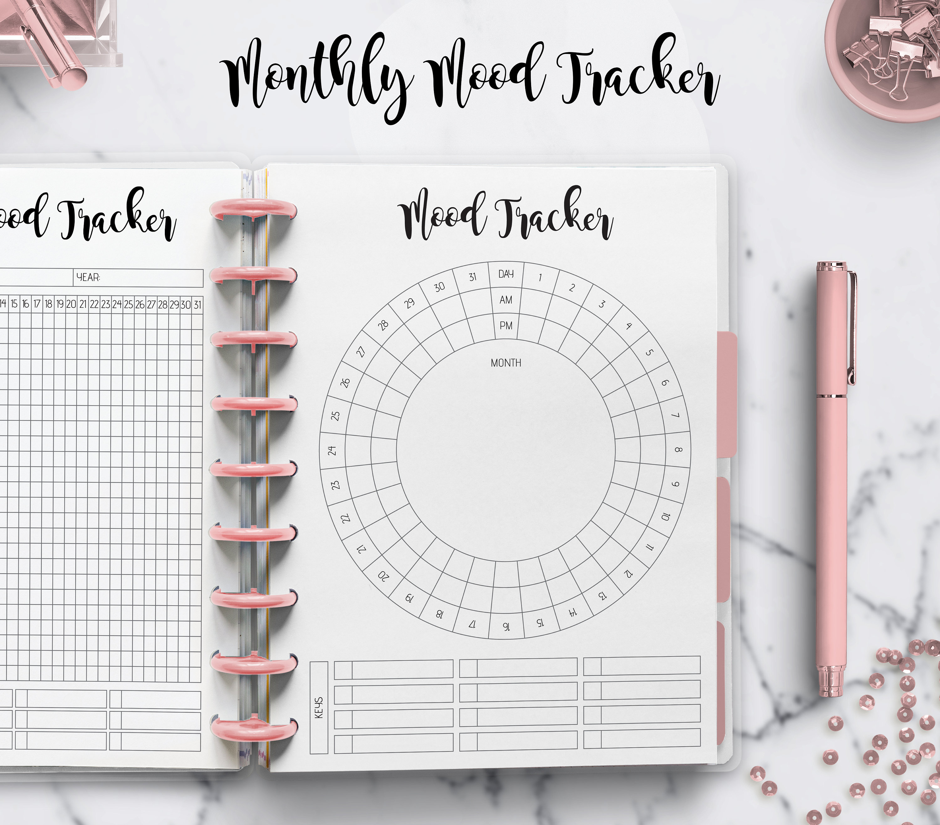 Mood Tracker Monthly Yearly Mood Chart Bullet Journal Mood - Etsy Canada