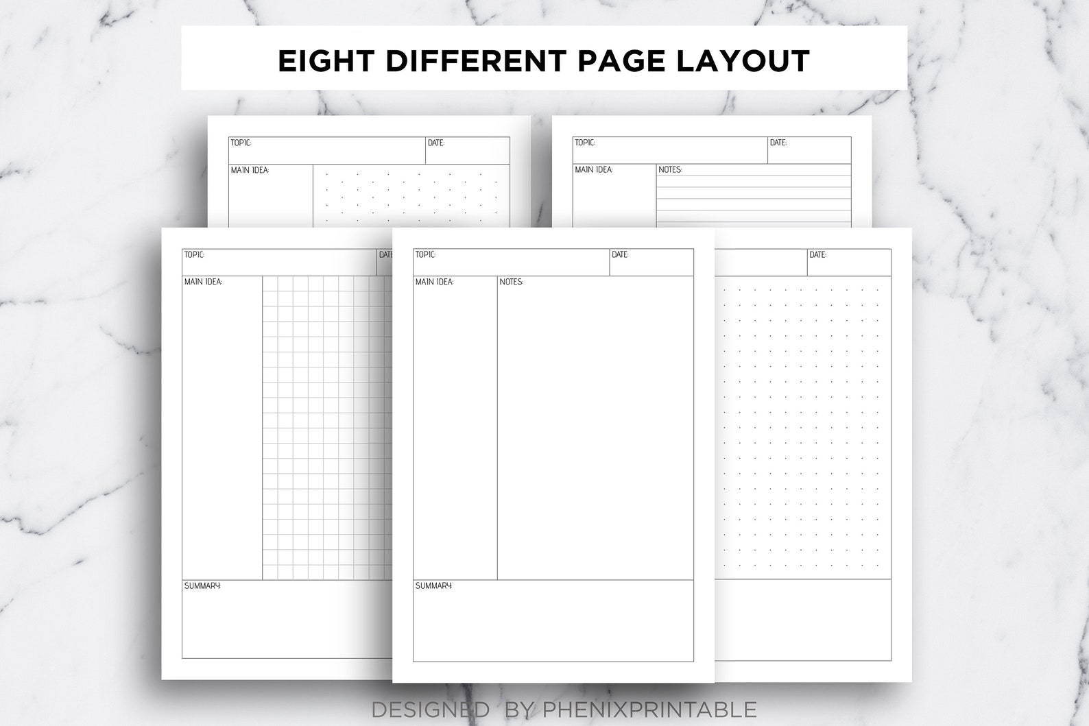 Cornell Notes Methode Papier Notiz vorlage Student Note Punkt | Etsy