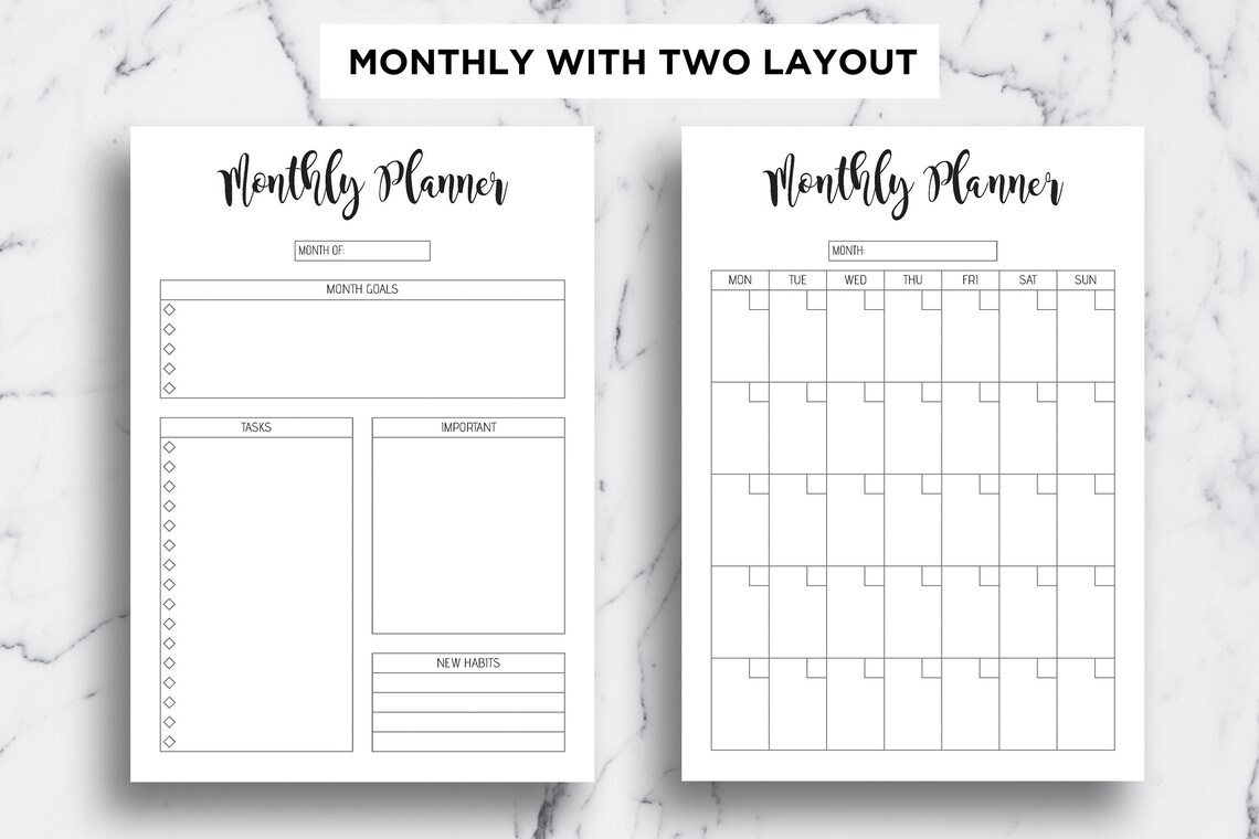 Daily Weekly Monthly Planner Daily Routine Editable A5 A4 - Etsy