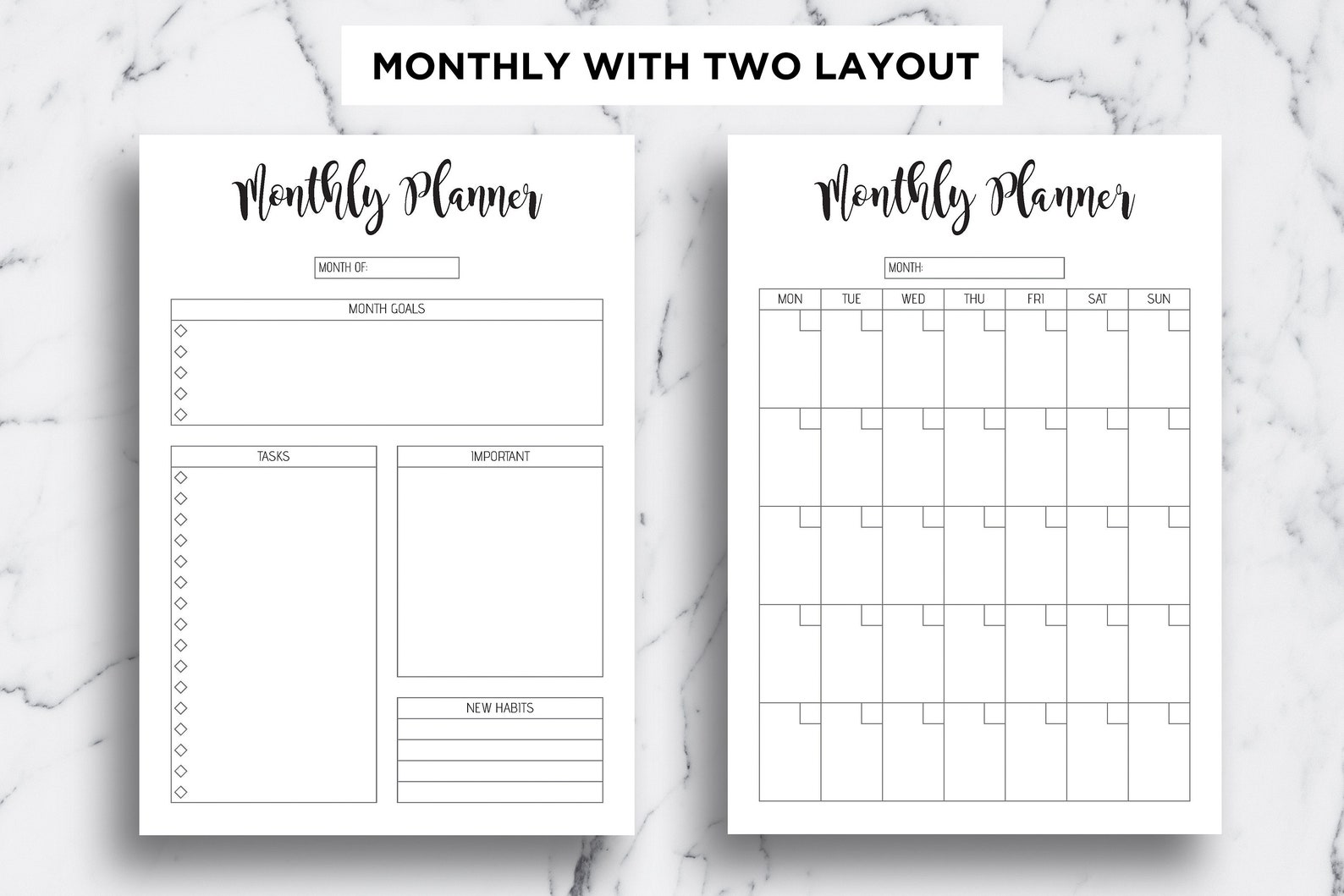Daily Weekly Monthly Planner Daily Routine Editable A5 A4 - Etsy