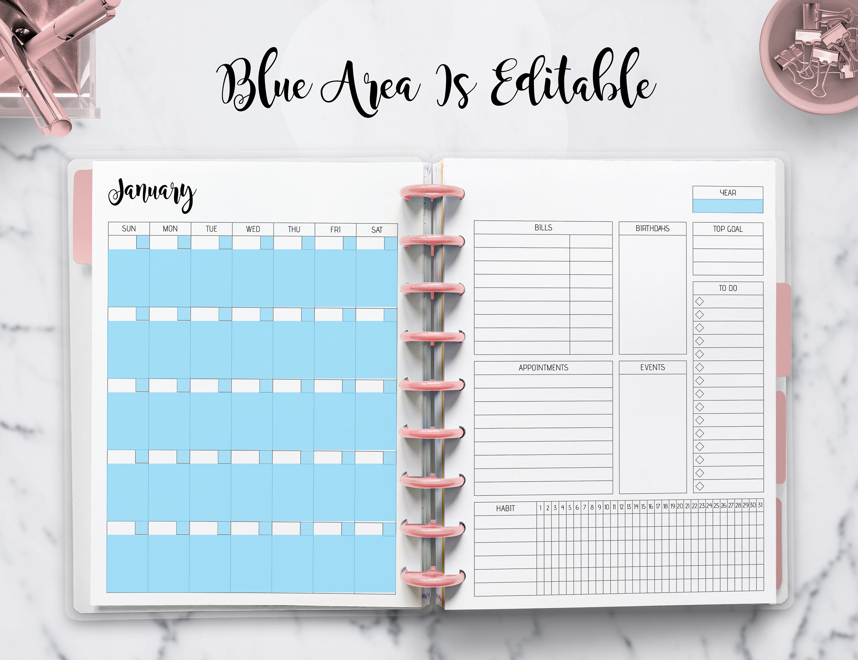 Month at a Glance Monthly Planner Undated Monthly Layout - Etsy