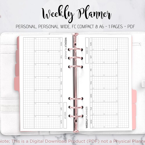 Weekly Planner Schedule Agenda Horizontal Hourly Planner Grid Design ...