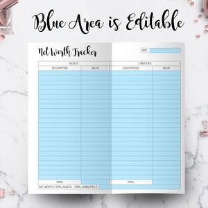 Net Worth Tracker Budget Template Asset Tracker Money Tracker Finance ...