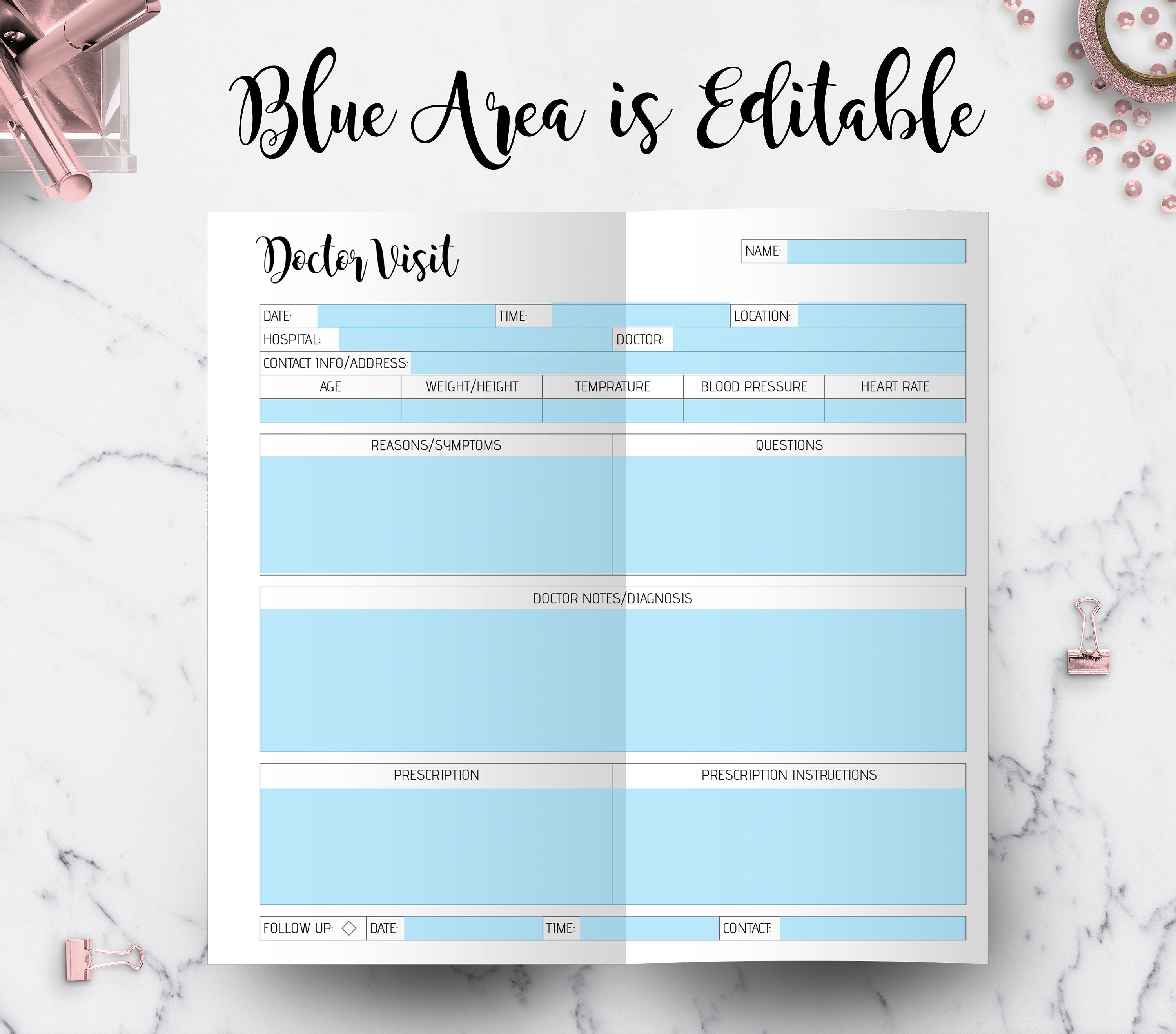 Doctor Visit Tracker Medical Appointment Medical Planner | Etsy