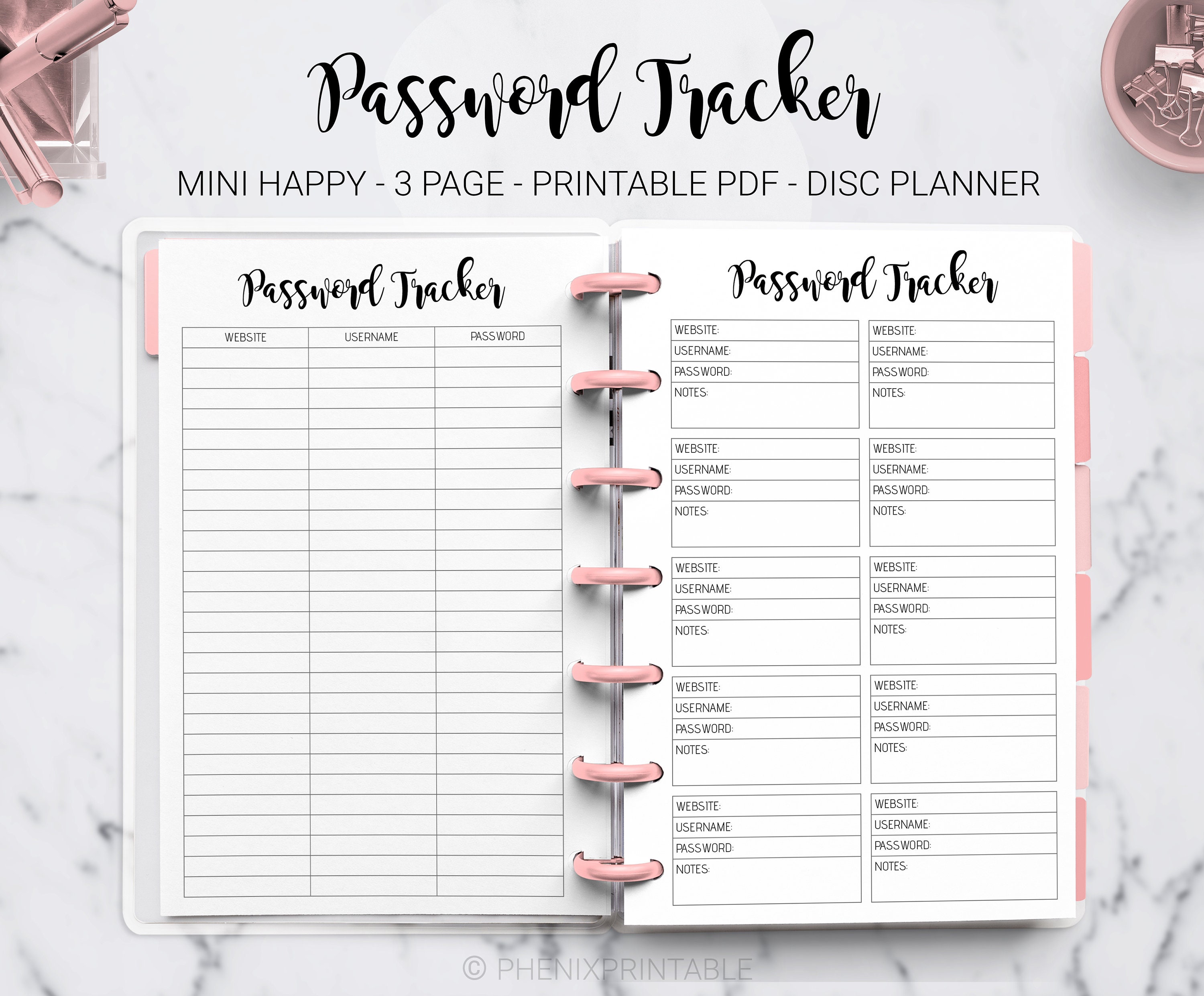 Calendars & Planners Password Keeper Editable Fillable Password Tracker ...