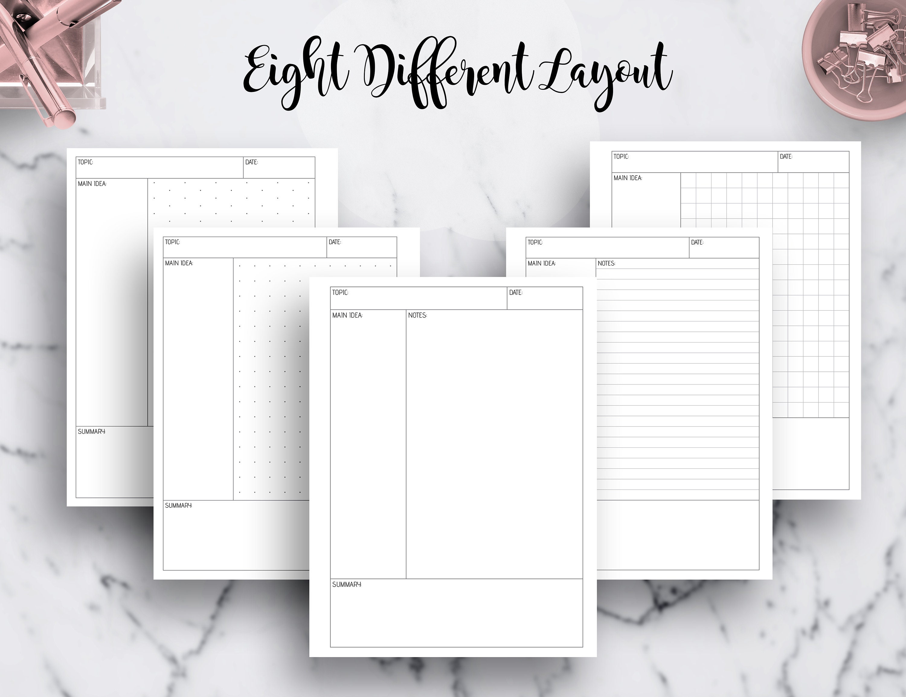 56 Cornell Notes Method Paper Dot Lined Note A4 Letter Half Size PDF ...