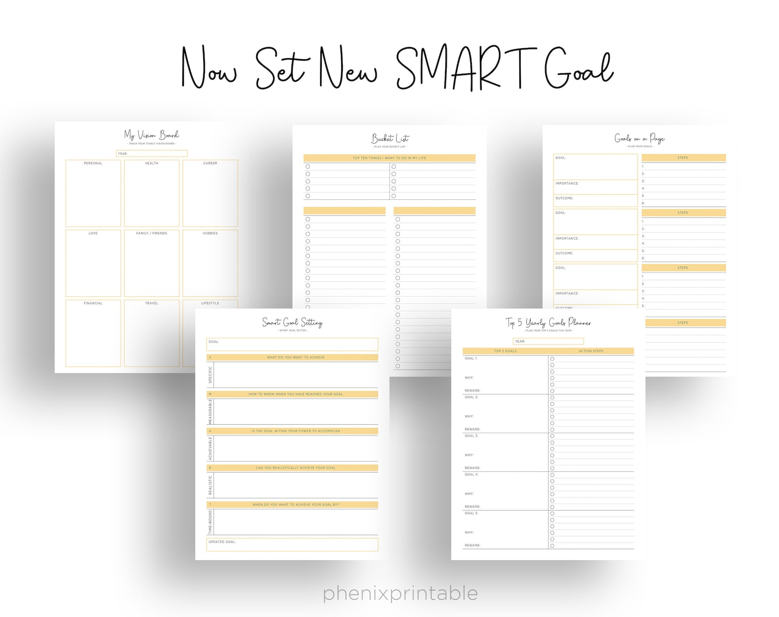 Goal Planner Tracker SMART Goal Setting Kit Monthly Habit - Etsy