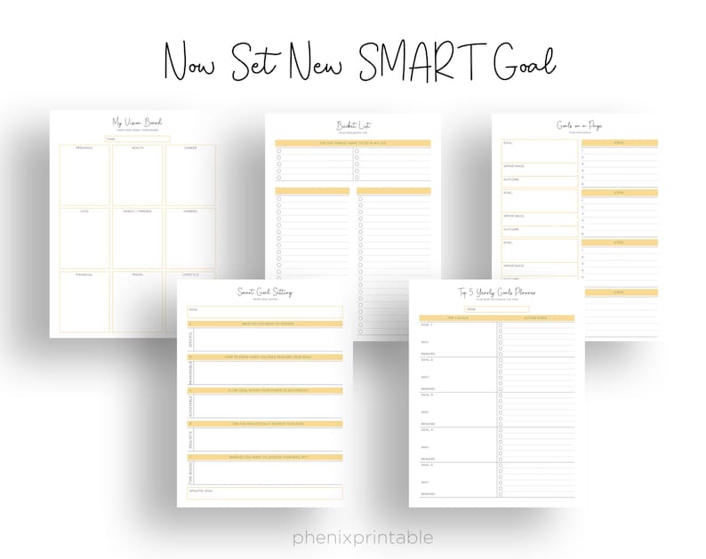 Goal Planner Tracker SMART Goal Setting Kit Monthly Habit - Etsy