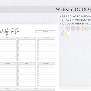 Weekly to Do List Printable, Weekly Task List Template Weekly Planner ...